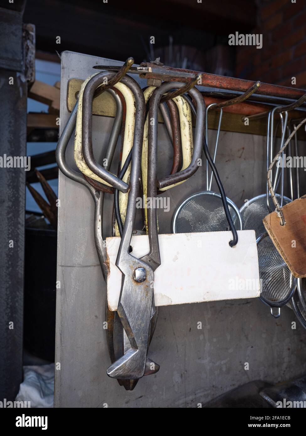 Rack of shaped Glassblowing Diamond Shear Scissors. Detailed ...