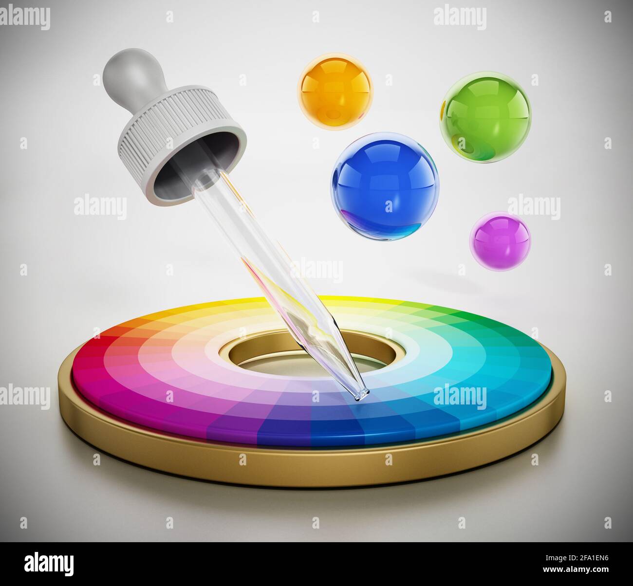 Color picker and color wheel isolated on white background. 3D ...