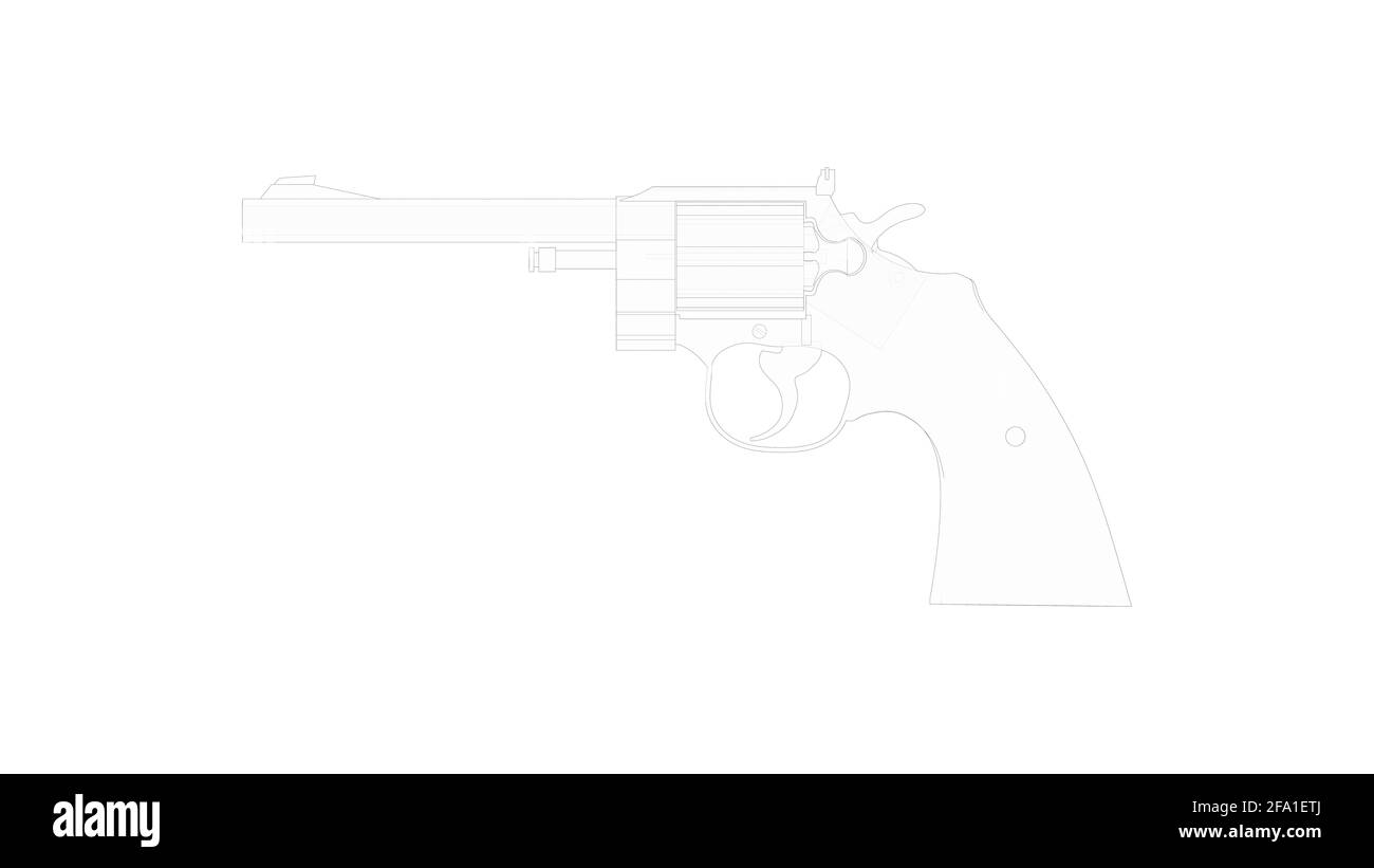 3D rendering of a revolver pistol isolated on a white background Stock ...