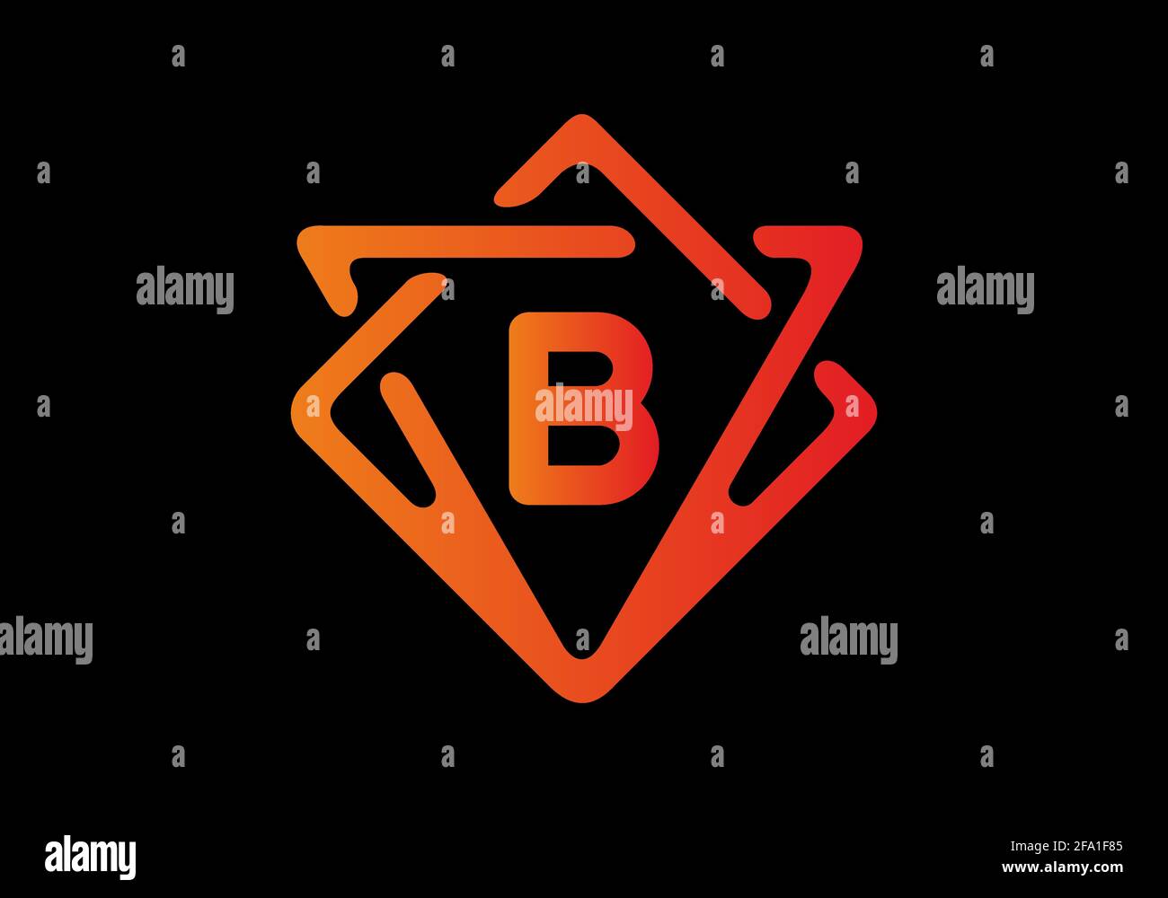 Orange red gradient color of B initial letter design Stock Vector Image ...