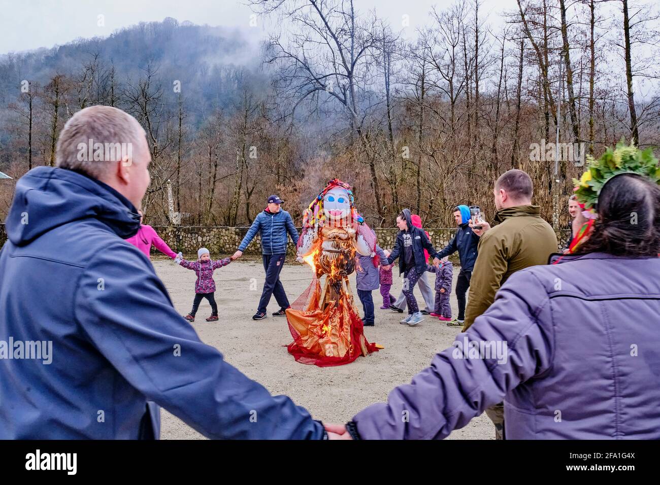 Sochi, Russia - March 1, 2020: Ancient Slavic ritual of burning a ...
