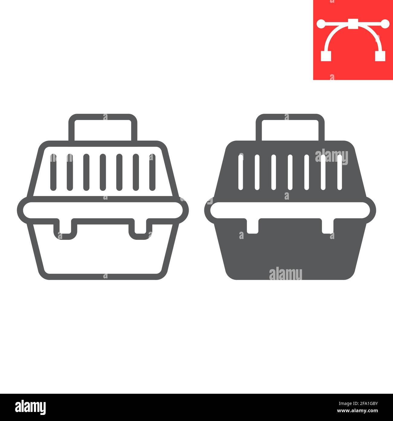 Pet carrier line and glyph icon, pet shop and animal transport bag, pet ...