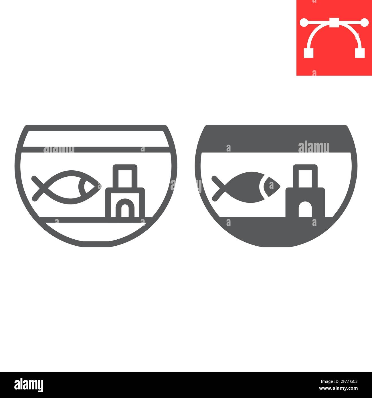 Aquarium line and glyph icon, pet and fishbowl, fish in aquarium vector ...
