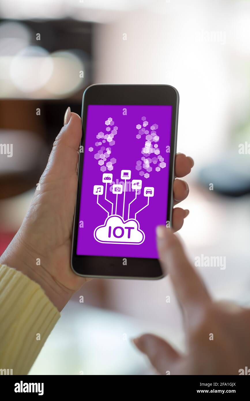 Smartphone screen displaying an iot concept Stock Photo - Alamy