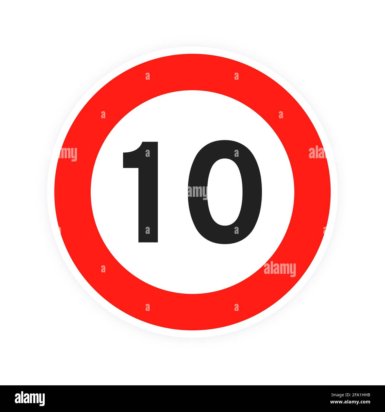 Speed limit 10 round road traffic icon sign flat style design vector ...