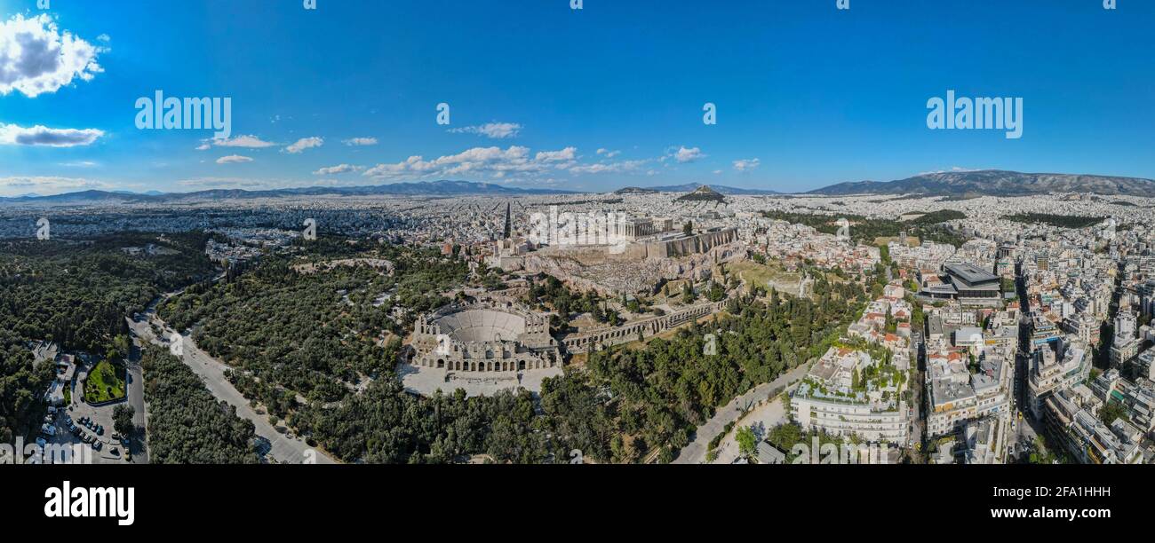 Parthenon at Acropolis of Athens and its museum Stock Photo - Alamy