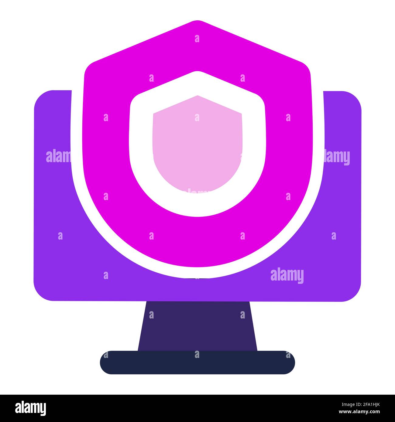 computer icon. computer with security shield. flat design vector icon ...