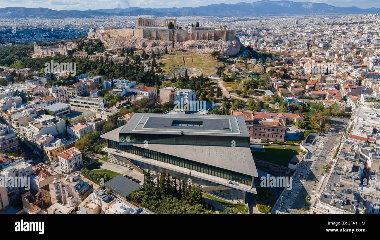 Parthenon at Acropolis of Athens and its museum Stock Photo - Alamy