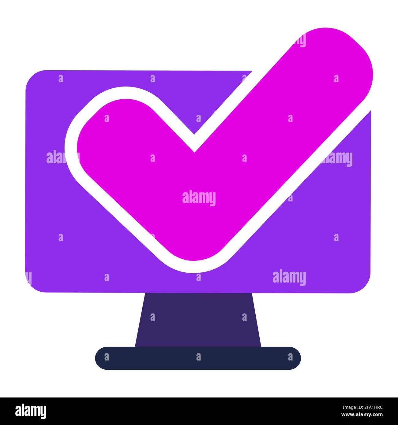 computer icon. computer with checkmark. flat design vector icon concept ...
