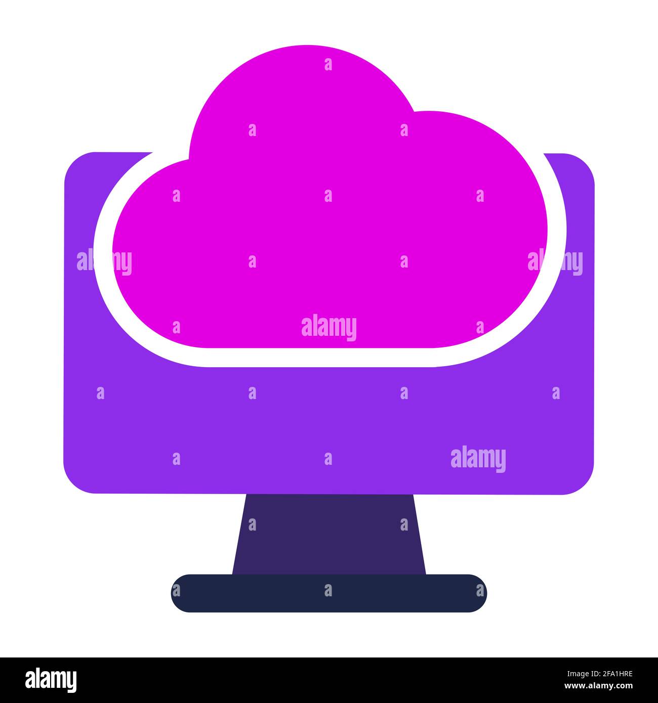 computer icon. computer with cloud. flat design vector icon concept ...