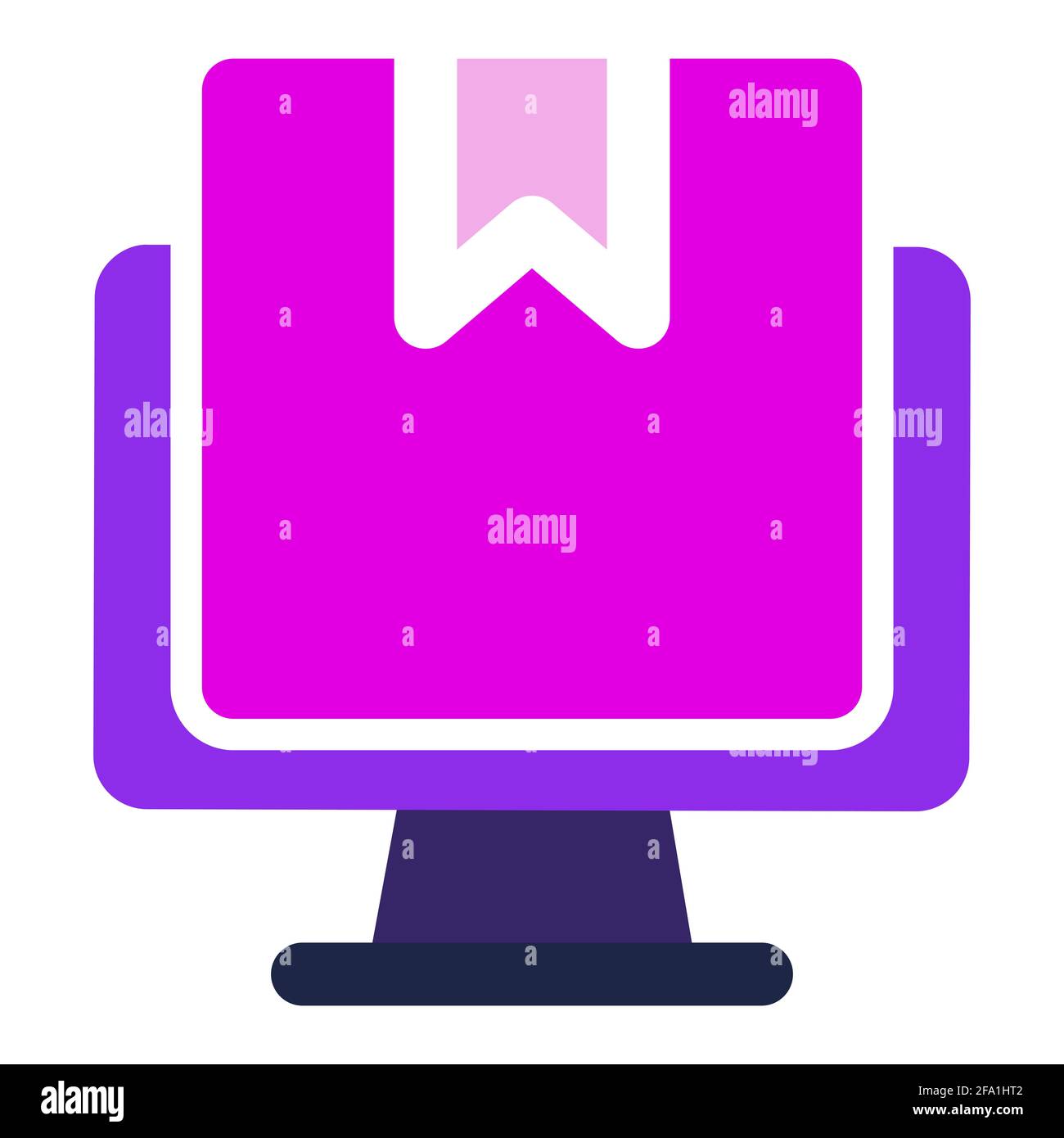 computer icon. computer with delivery box. flat design vector icon ...