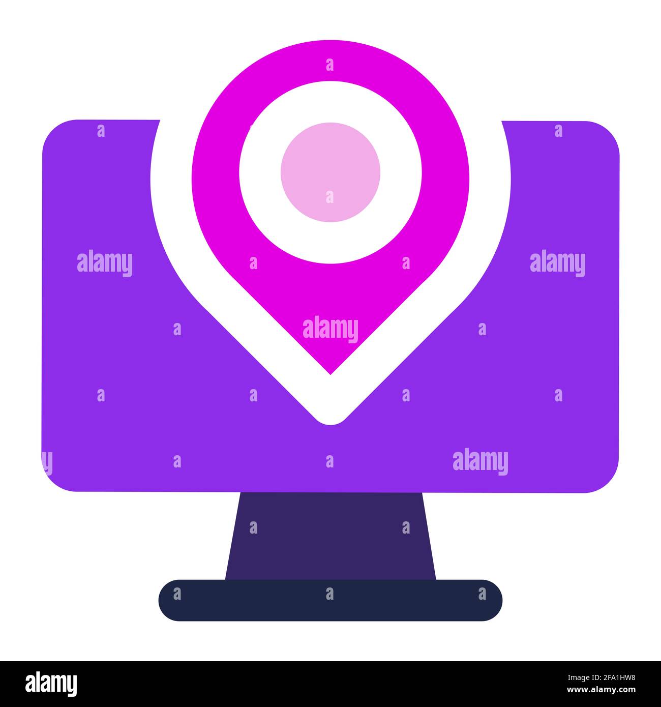 computer icon. computer with location. flat design vector icon concept ...