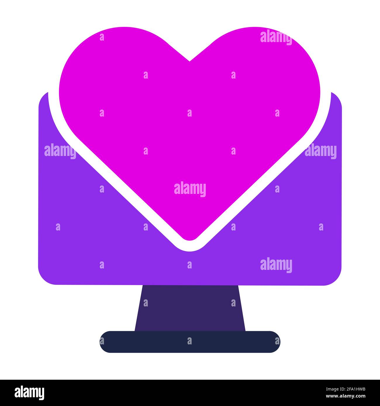 computer icon. computer with love. flat design vector icon concept ...