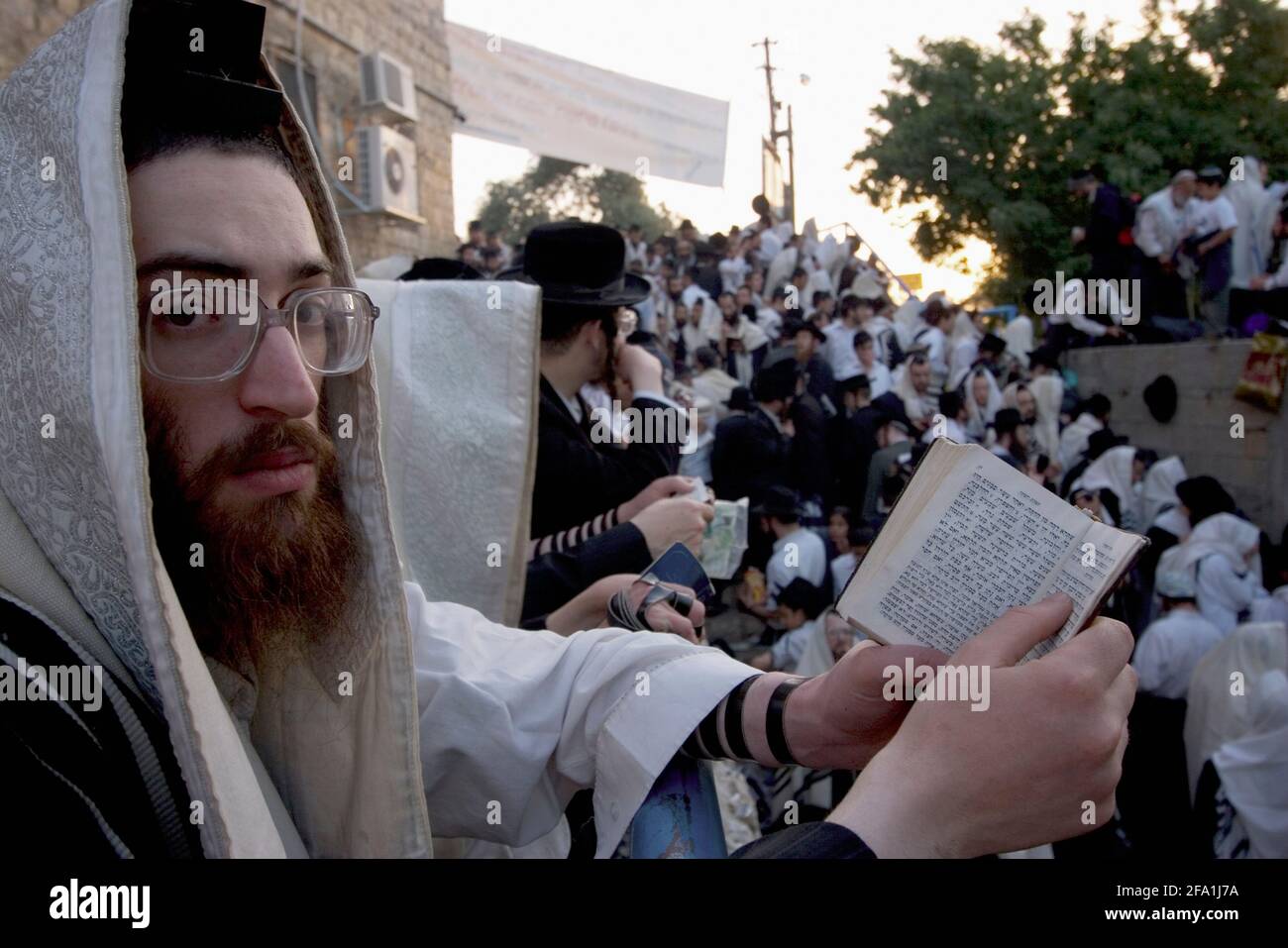 Israel, Galilee, Mount Meron, Jews praying during the lag b'omer ...