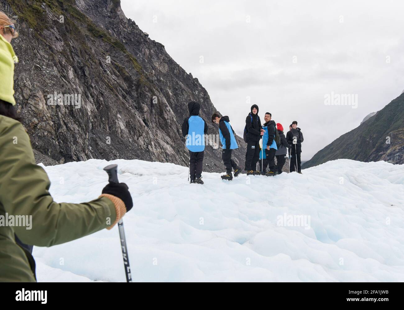 Fox Glacier. 19th Apr, 2021. Tourists walk on the Fox Glacier on the ...