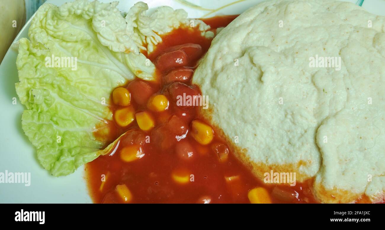 Ekuru meal native to the Yoruba people in Nigeria, prepared with peeled ...