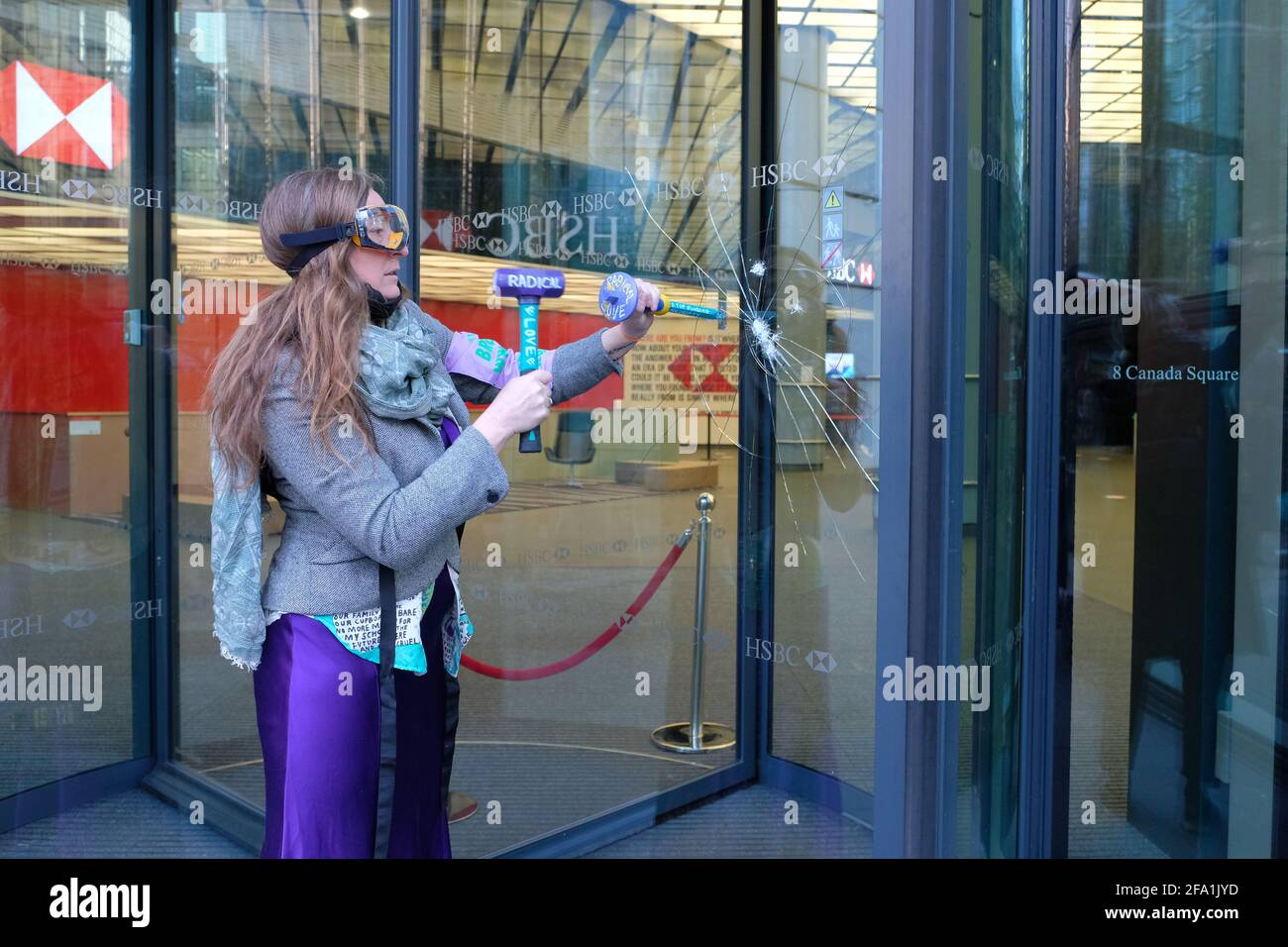 London, UK. April 22nd, 2021. Extinction Rebellion women break the ...