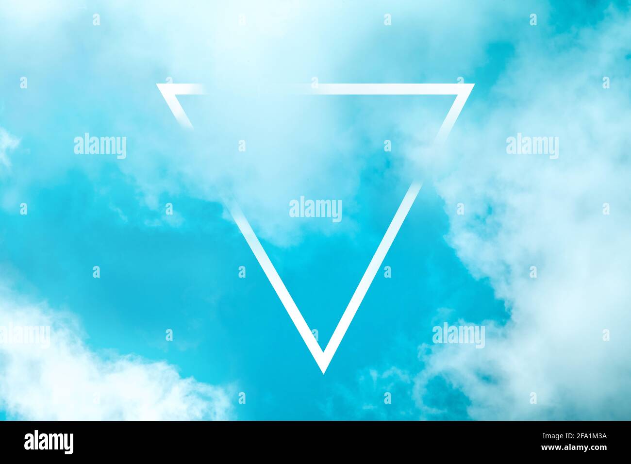 Triangular frame on a blue sky with white clouds background Stock Photo ...