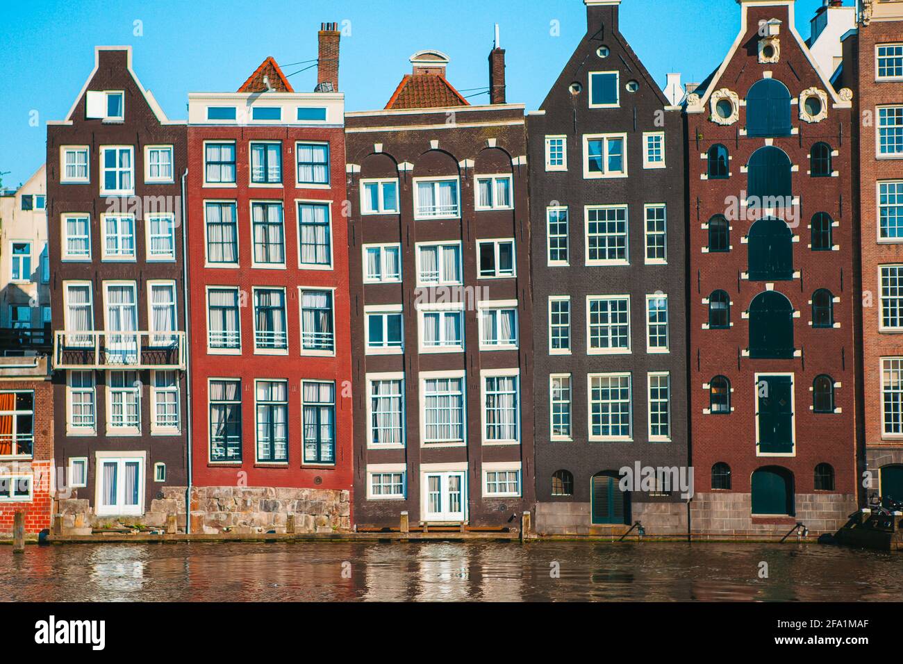 Traditional dutch medieval houses in Amsterdam capital of Netherlands ...