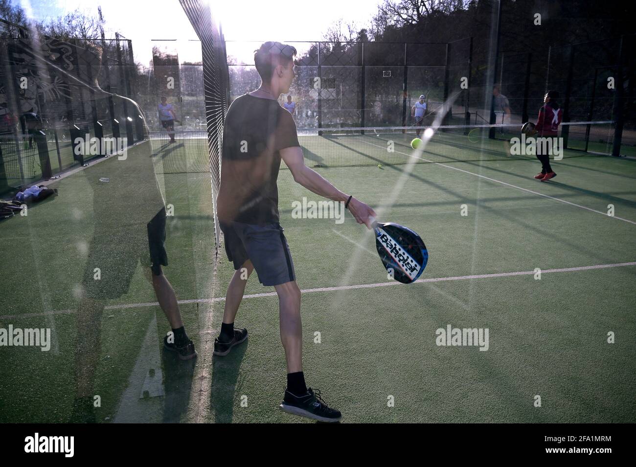 People playing padel on the outdoor courts at Vintervikshallen in ...