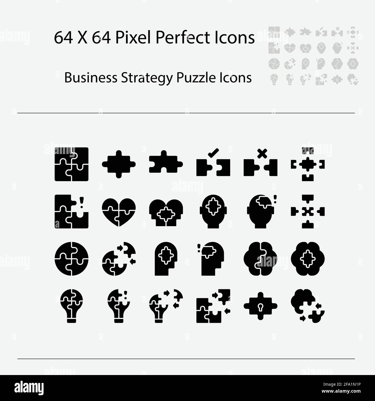 Business strategy related puzzle vector line icons.Business Solid Icons ...