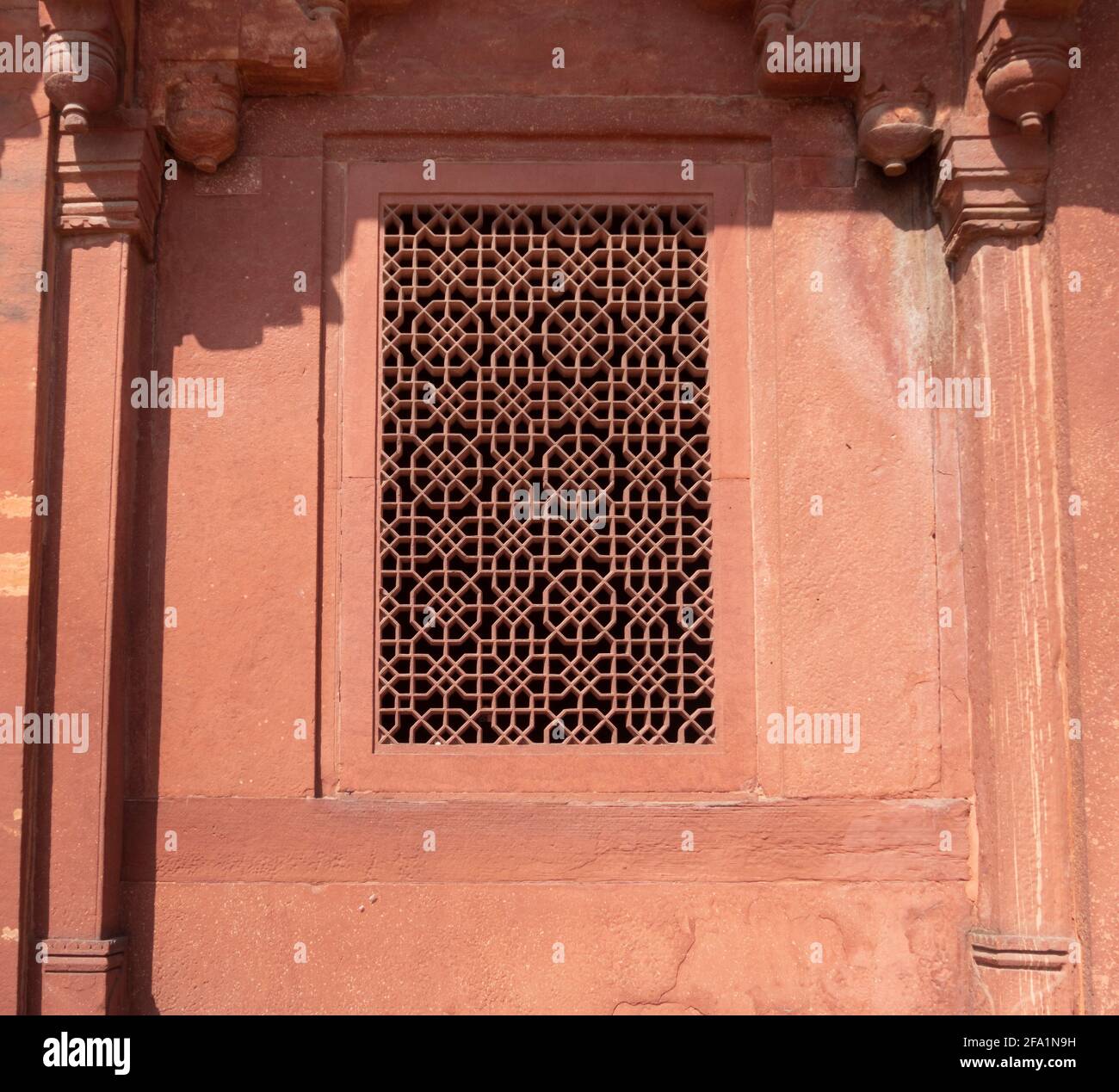 FATEPHUR SIKRI, INDIA- MARCH, 27, 2019: intricate carved stone window ...
