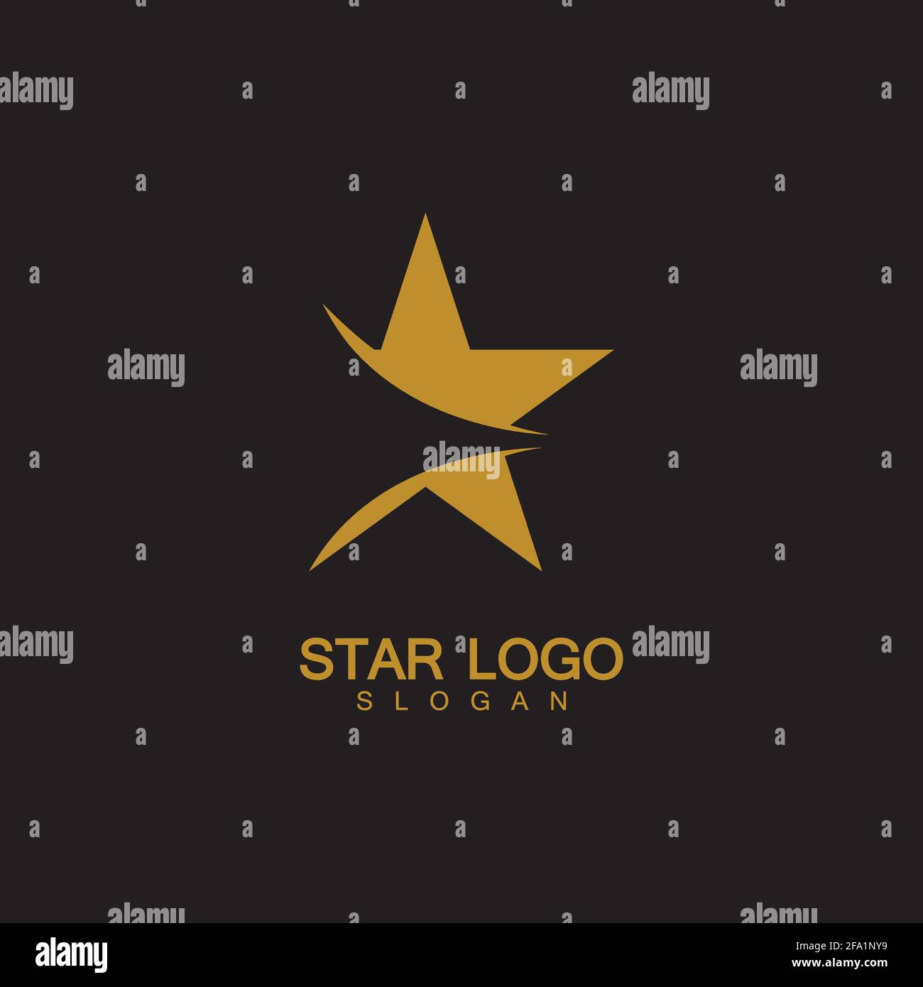 Gold Star Logo Vector in elegant Style with Black Background Stock ...
