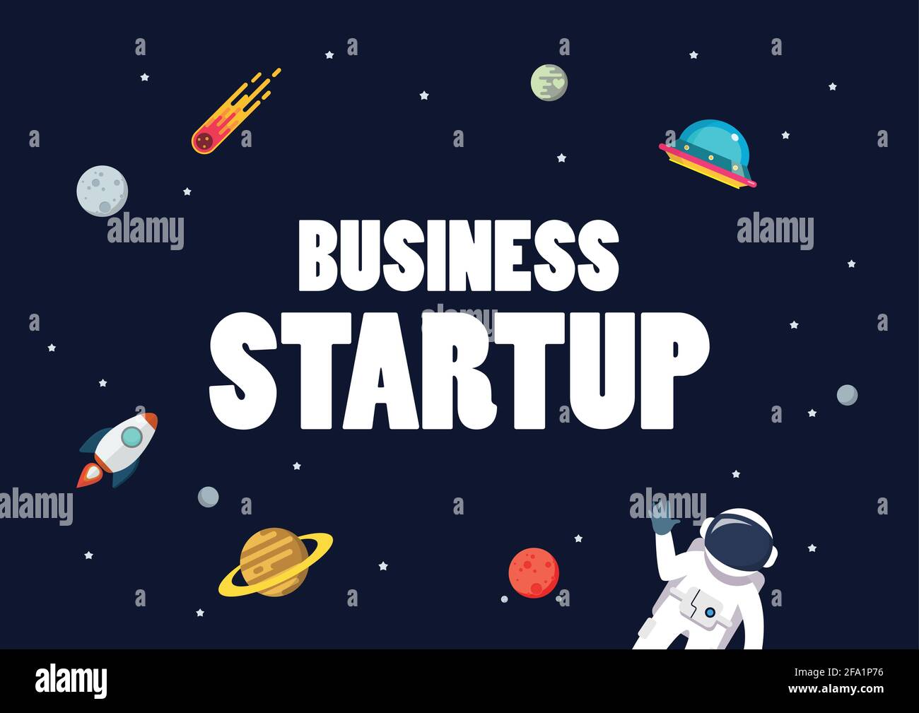 Business startup with space background. star and planets on galaxy ...