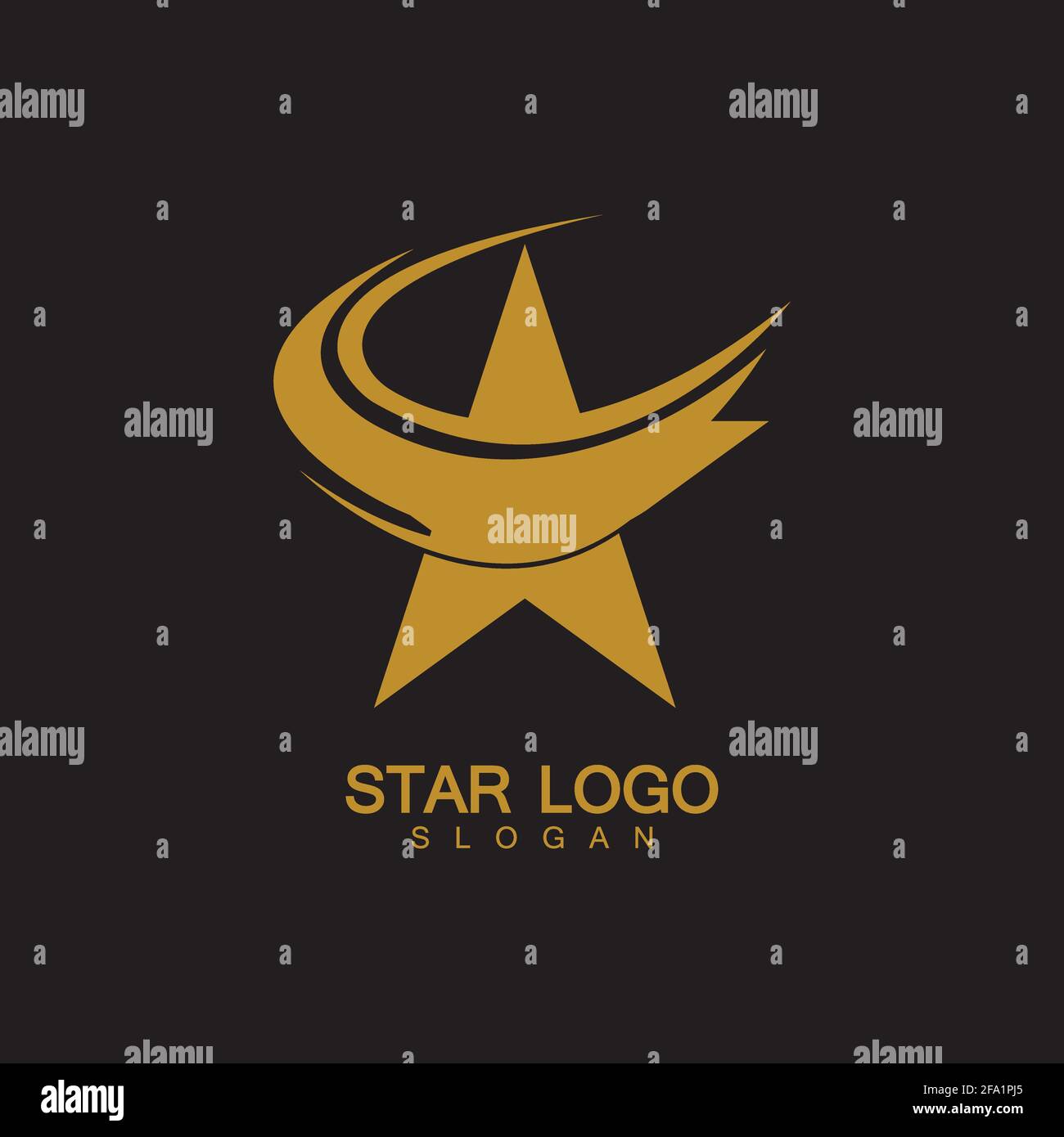 Gold Star Logo Vector in elegant Style with Black Background Stock ...