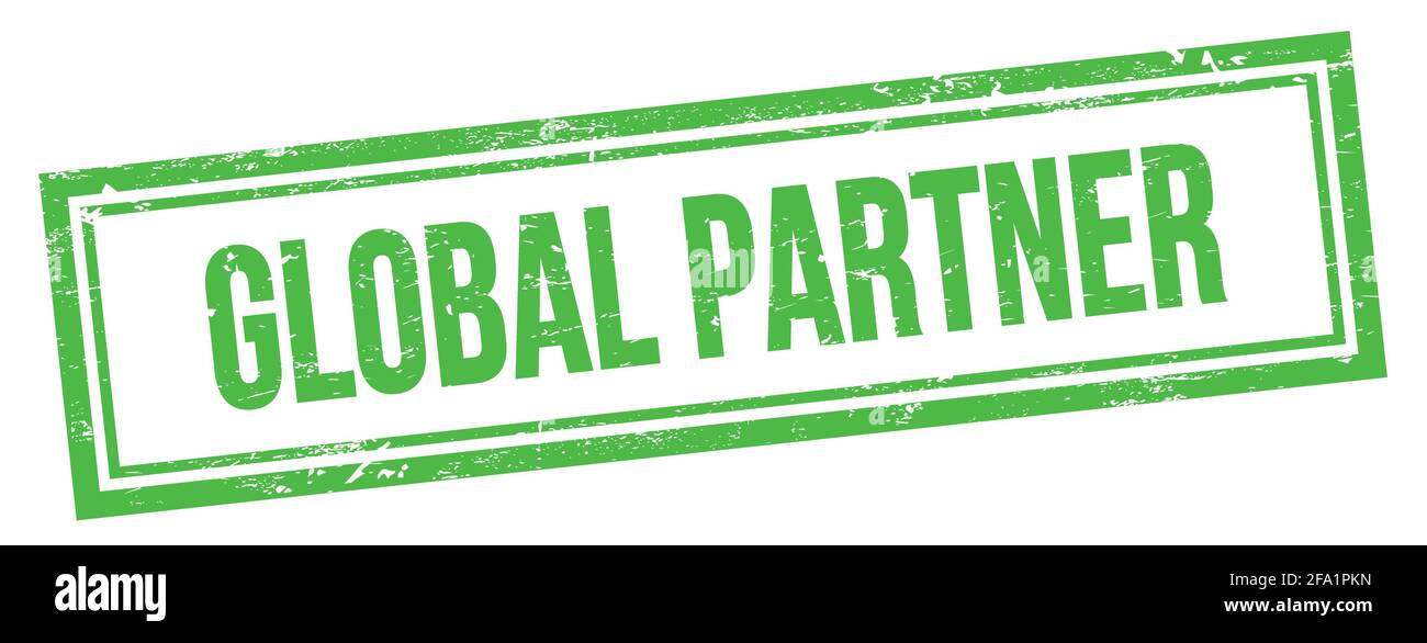 GLOBAL PARTNER text on green grungy vintage rectangle stamp Stock Photo ...