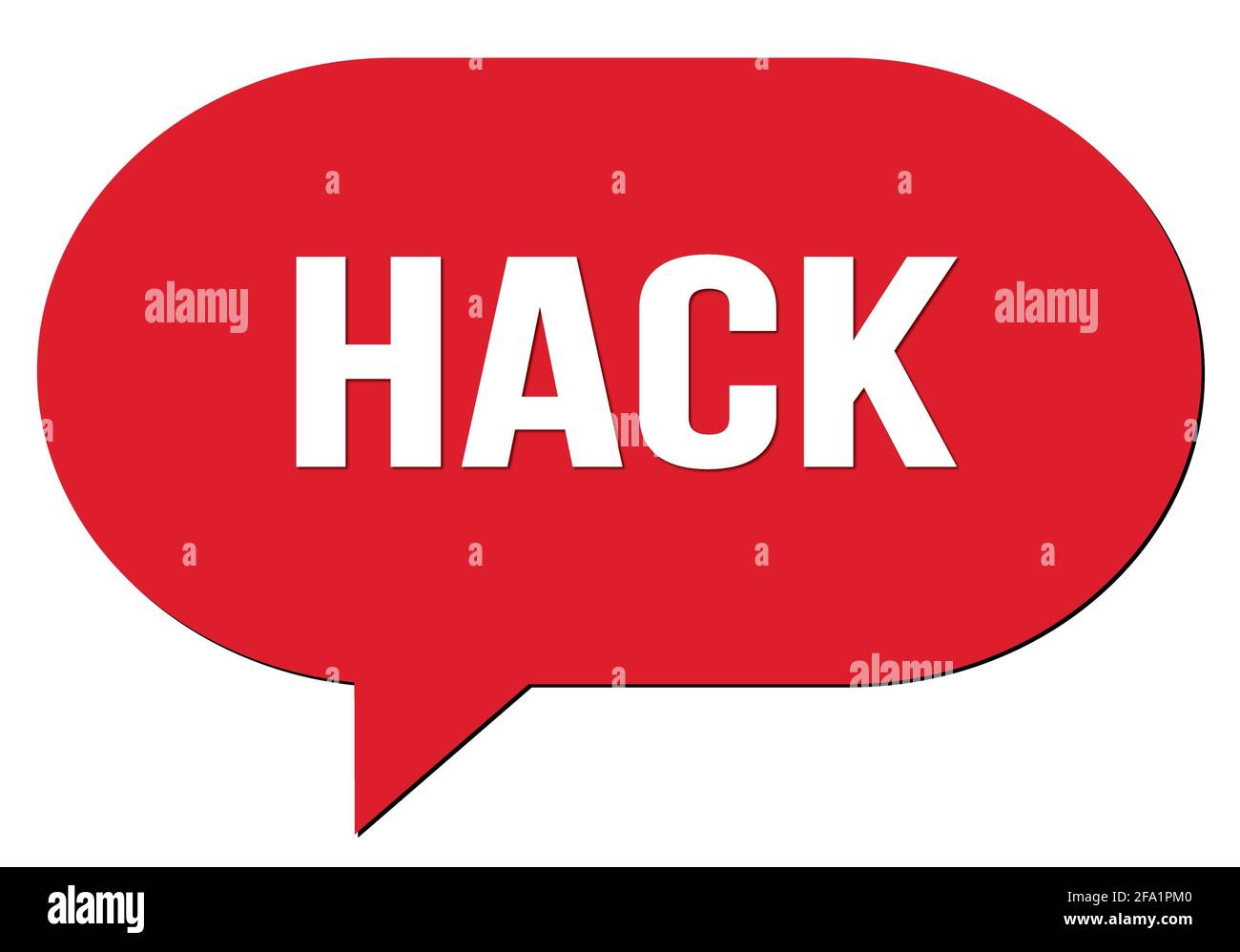 HACK text written in a red speech bubble stamp Stock Photo - Alamy