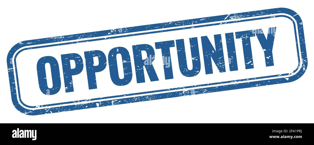 OPPORTUNITY text on blue grungy vintage rectangle stamp Stock Photo - Alamy