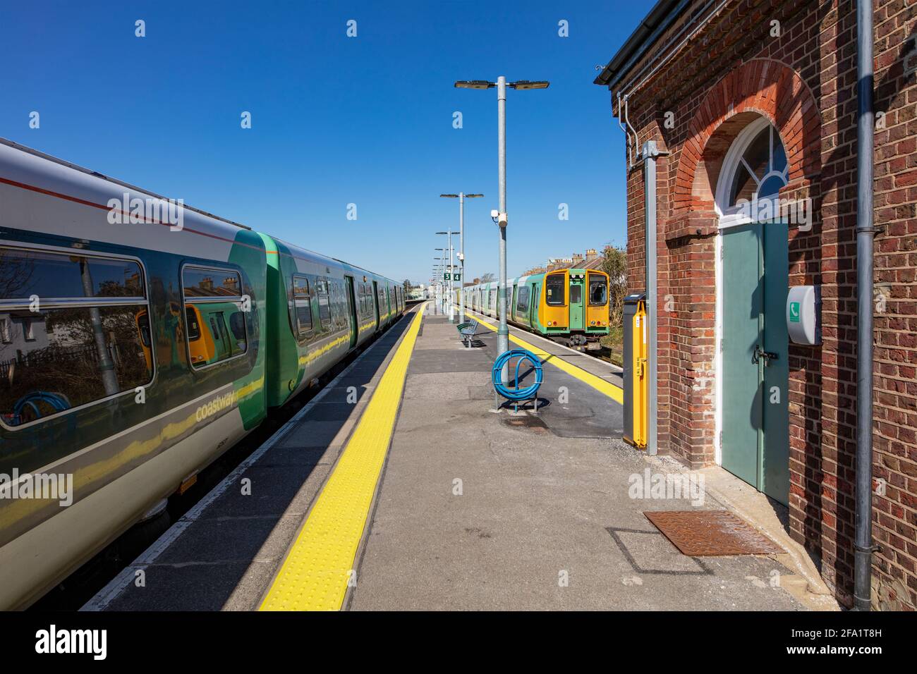Littlehampton Railway Station, West Sussex, UK on sunny spring ...