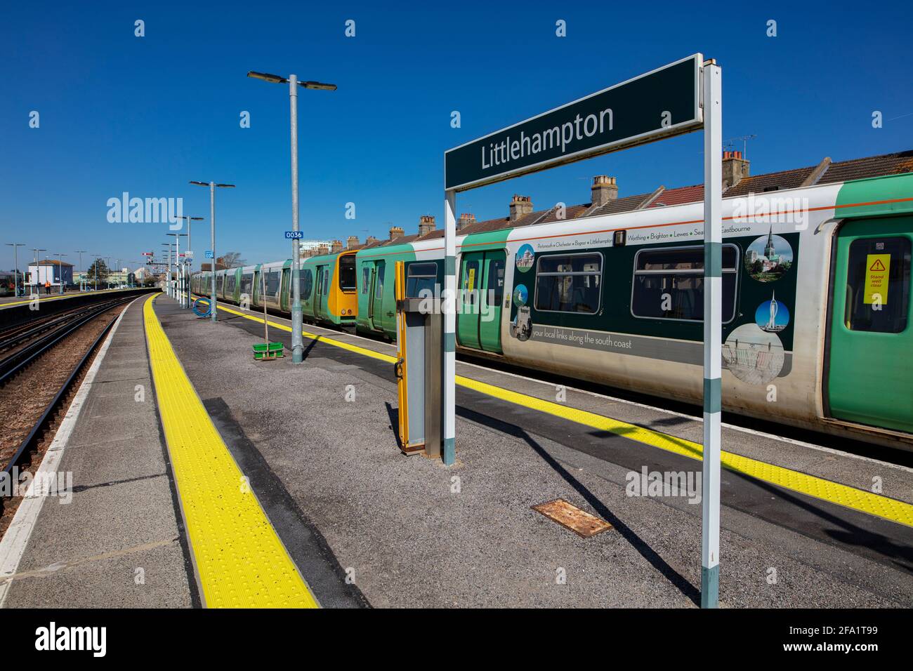 Littlehampton Railway Station, West Sussex, UK on sunny spring ...