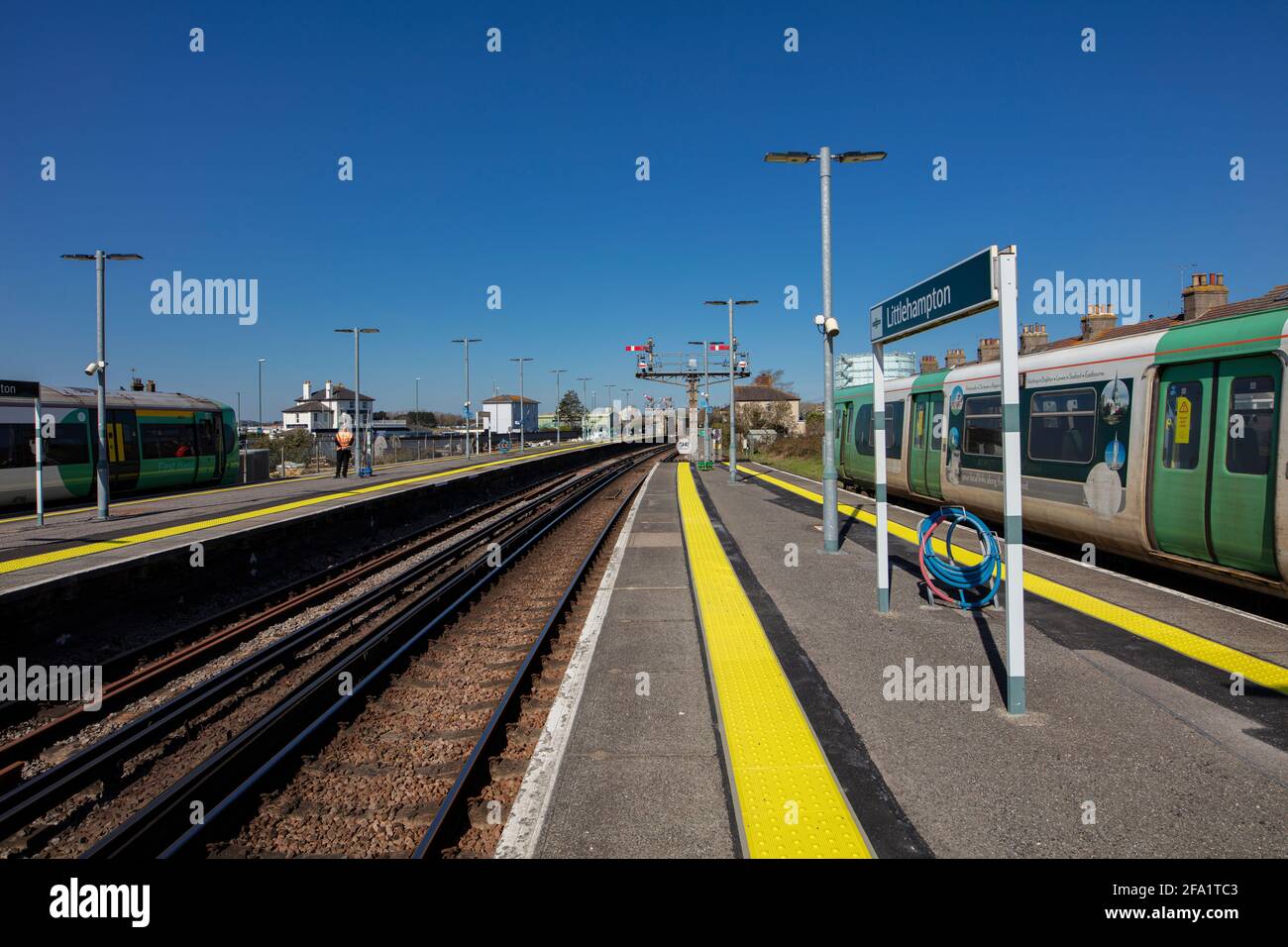 Littlehampton Railway Station, West Sussex, UK on sunny spring ...