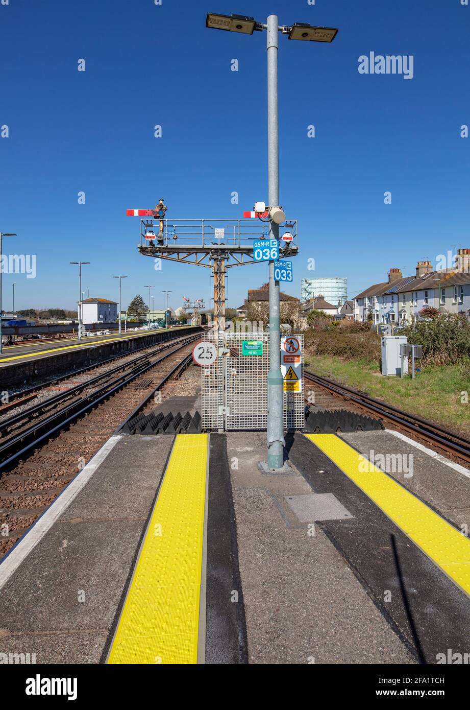 Littlehampton Railway Station, West Sussex, UK on sunny spring ...