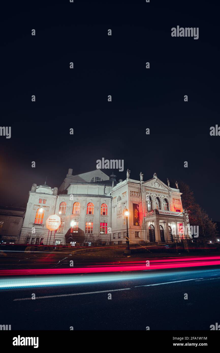 old barock building in the middle of the city Munich. Long exposure to ...