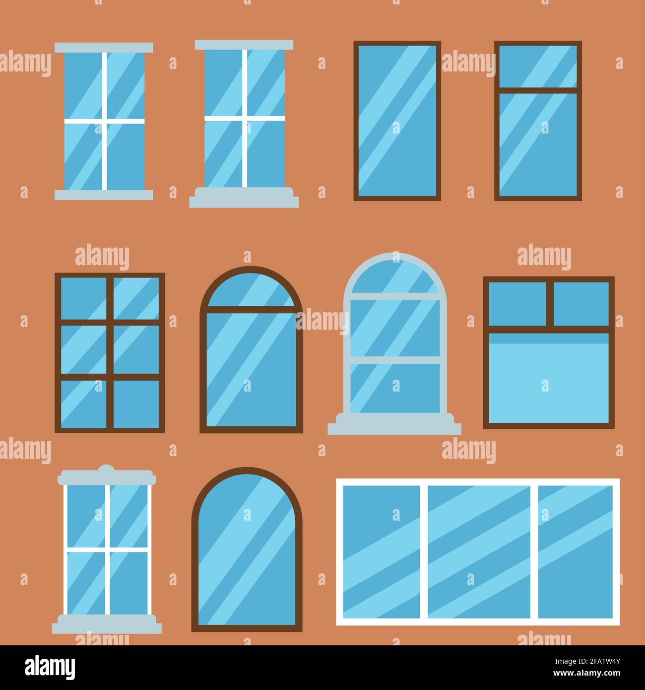 Collection of windows , scalable vector set buildings elements Stock ...