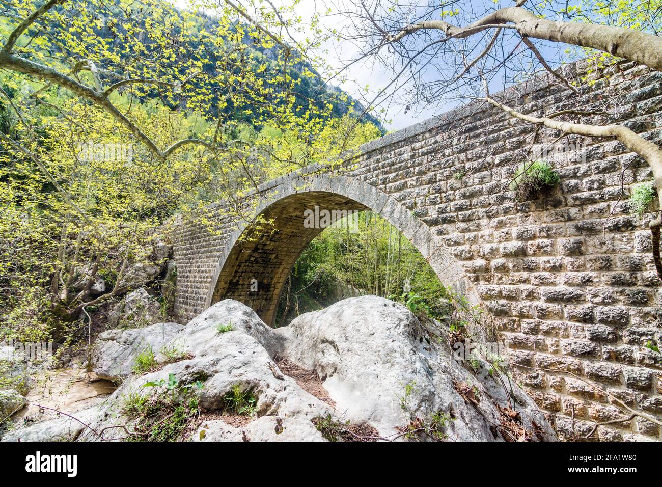 Old stone bridge in Wadi el salib valley, Kfardebian, Lebanon Stock ...
