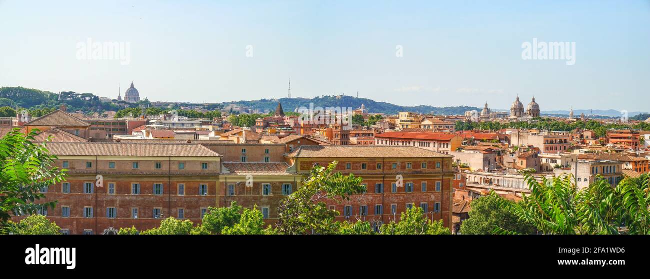 Panorama of Rome. View from the Aventine Hill. Dome of St. Peter on the ...