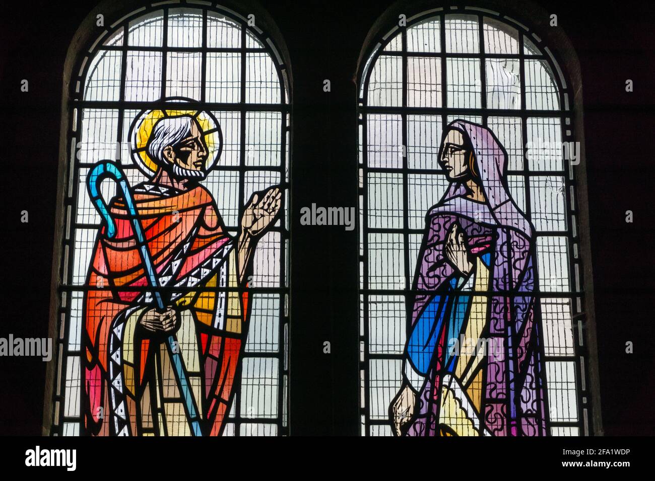 Stained glass window depicting a biblical scene in the Anglican parish ...