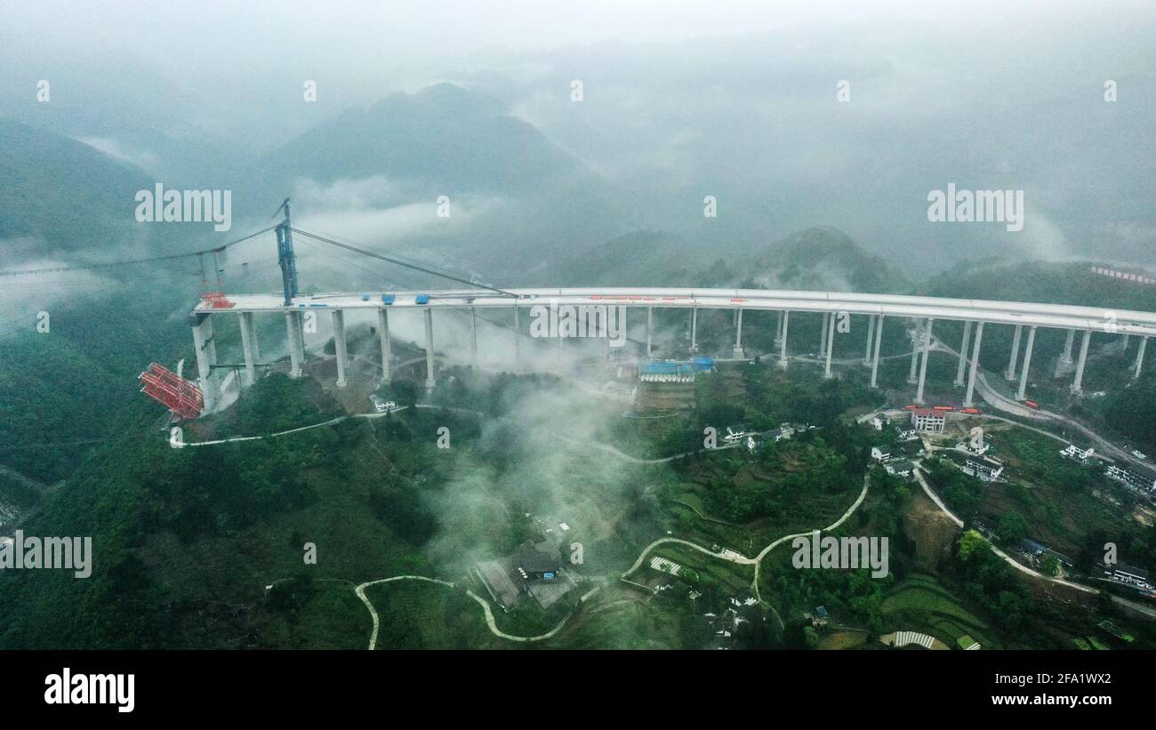 Zunyi. 22nd Apr, 2021. Aerial photo taken on April 22, 2021 shows an ...