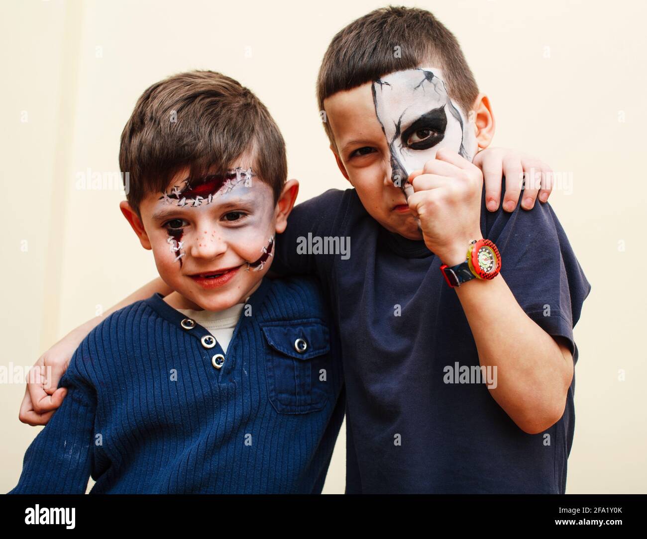 zombie apocalypse kids concept. Birthday party celebration facepaint on ...