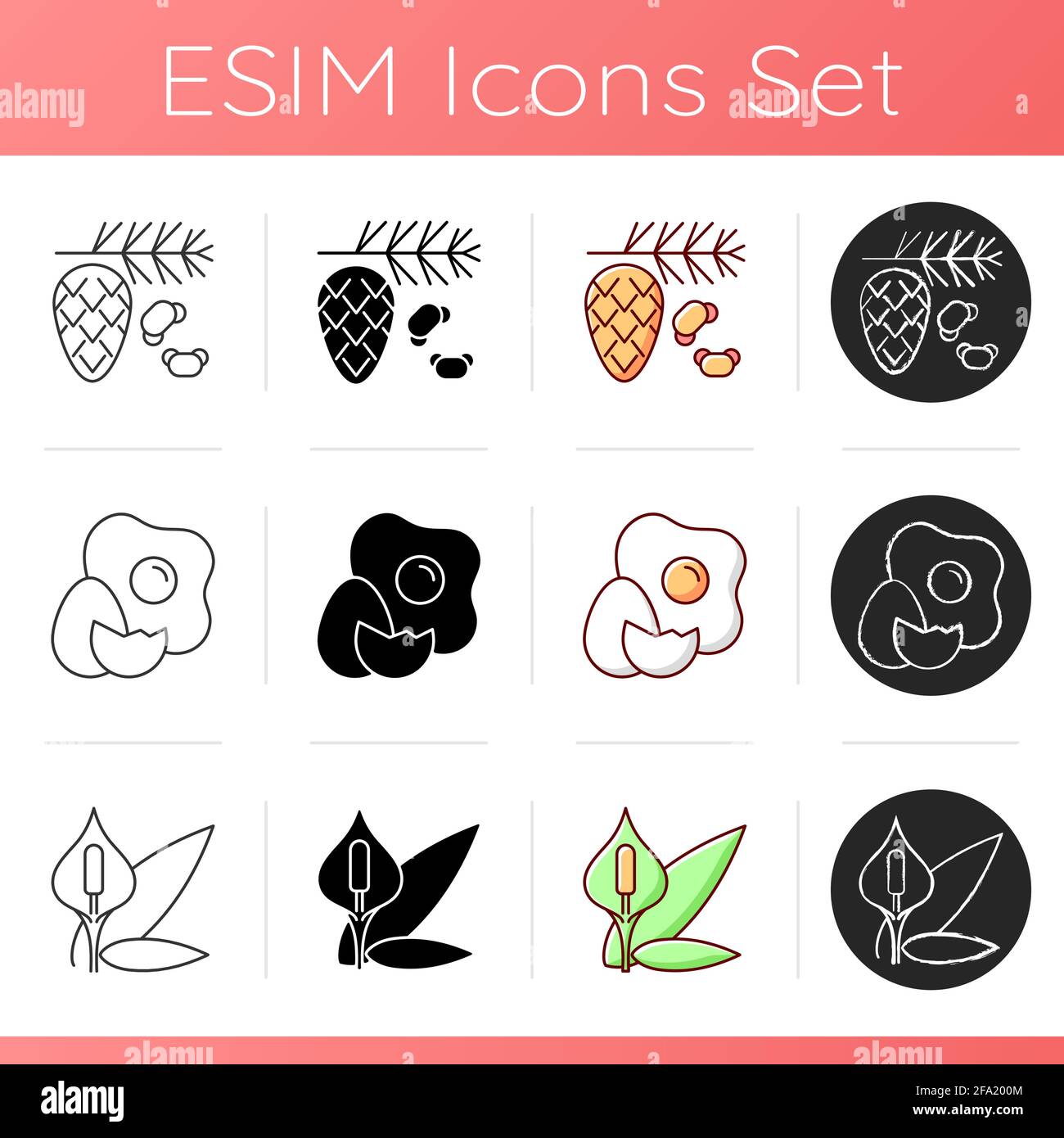 Cause of allergic reaction icons set Stock Vector Image & Art - Alamy