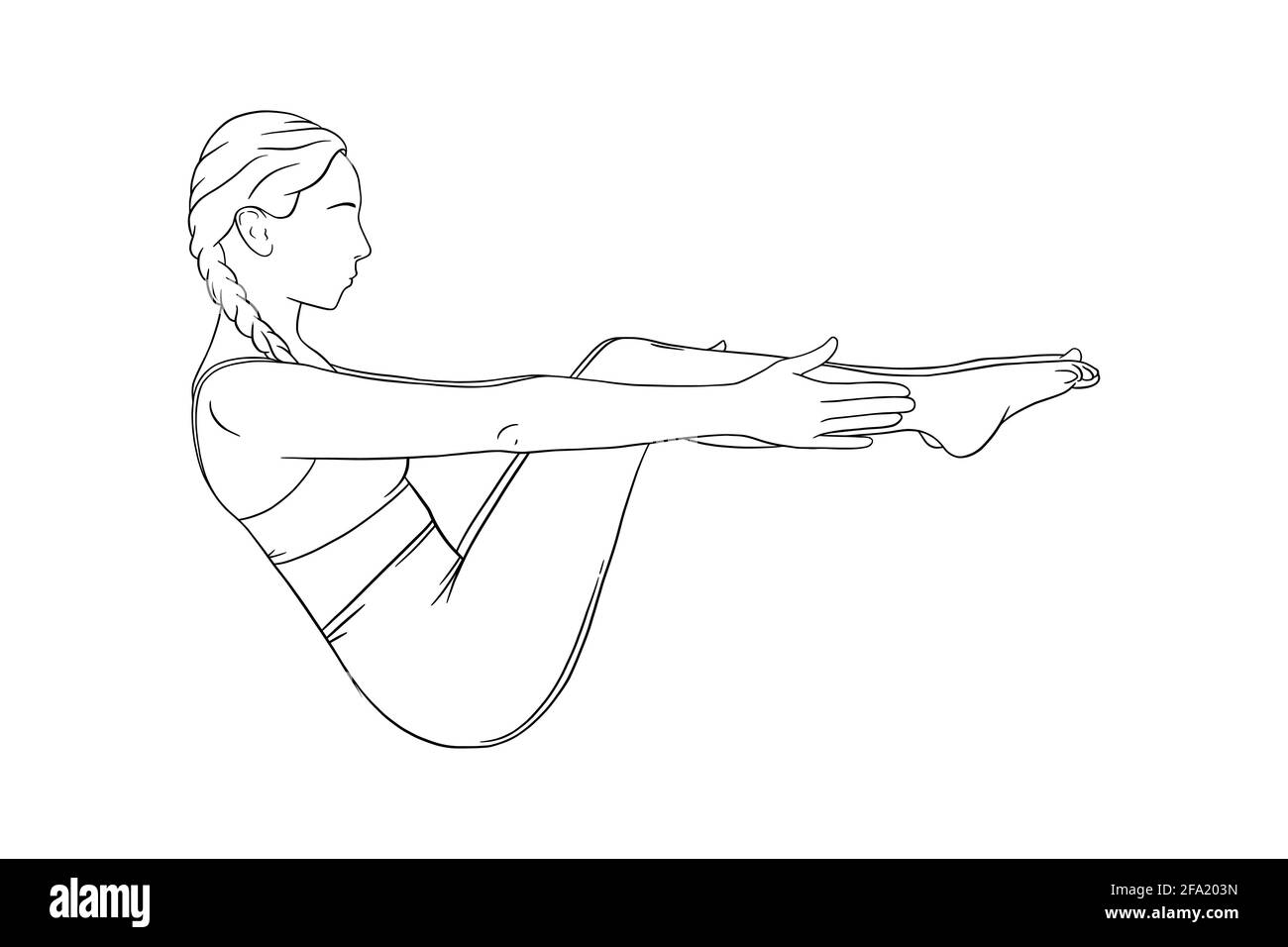 Yoga for abs and balance. Navasana for strong abs. Sketch vector ...