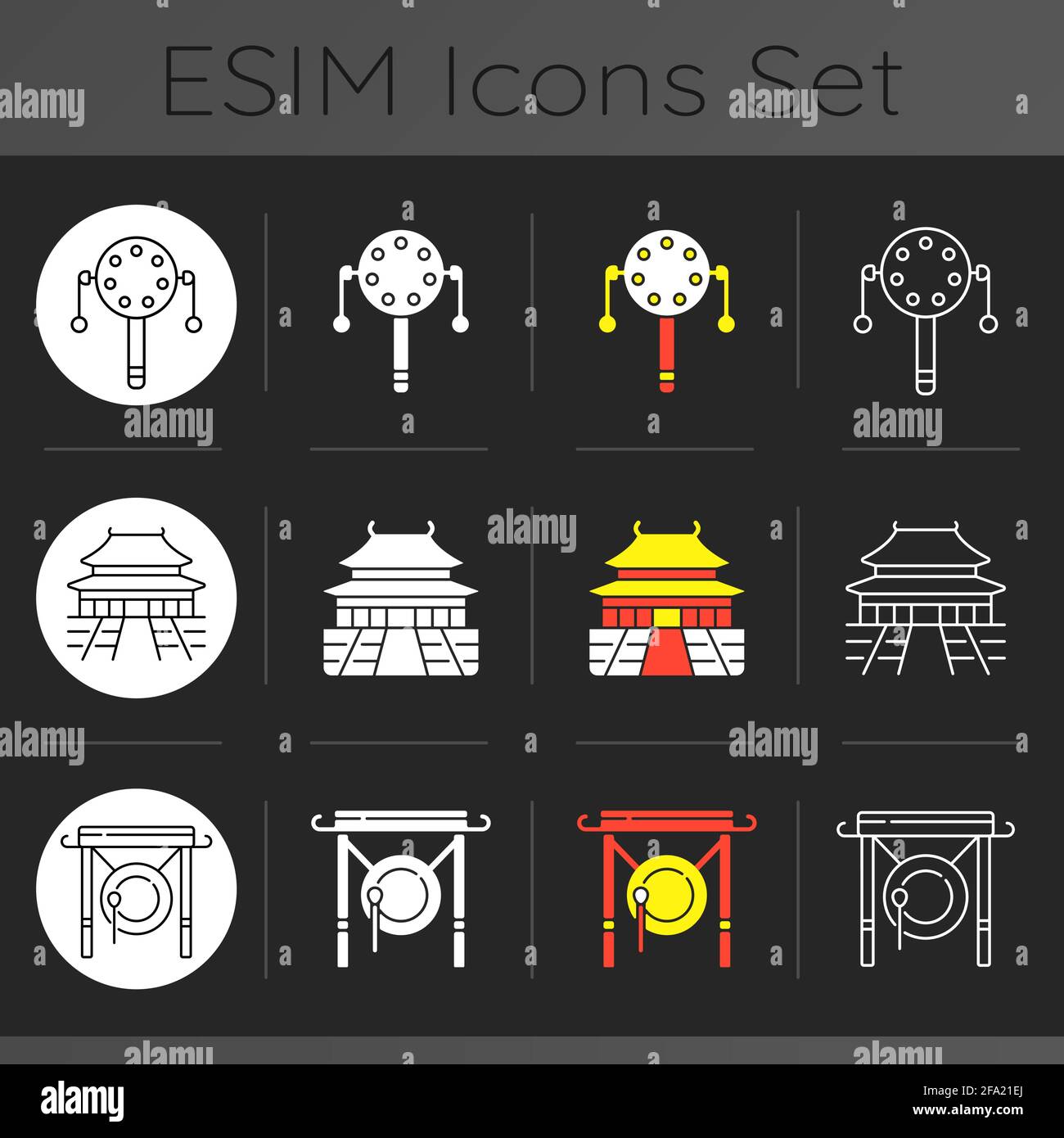 Chinese history dark theme icons set Stock Vector Image & Art - Alamy
