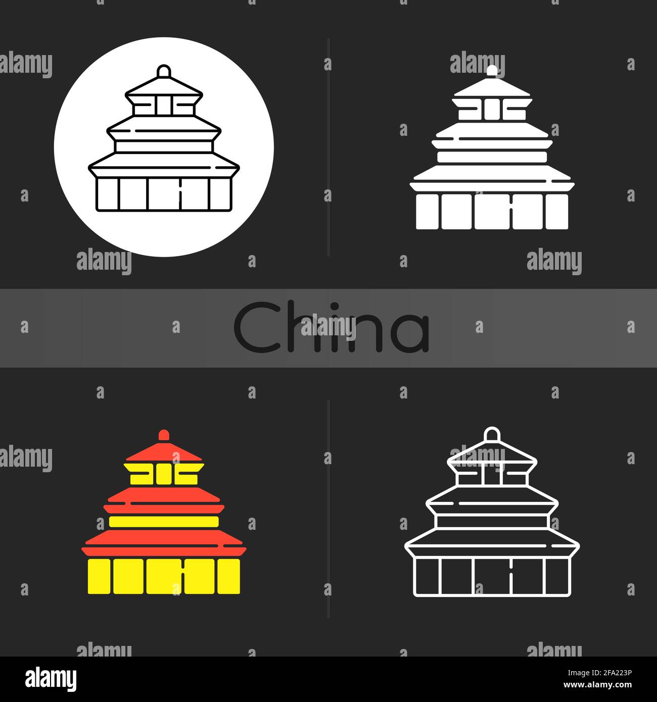 Temple of Heaven dark theme icon Stock Vector Image & Art - Alamy