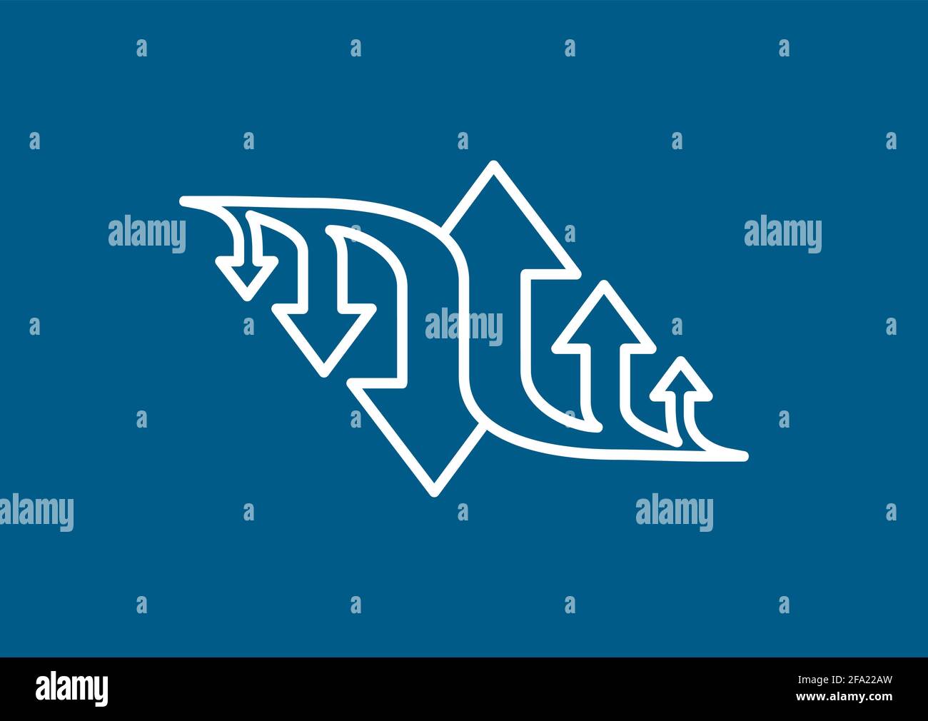 Three Arrow Sign Direction Two way. Flat Line Road Direction Blue ...