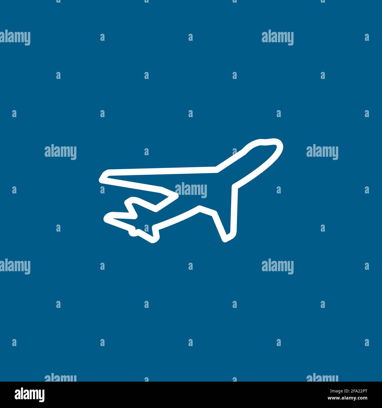 Airplane Line Icon On Blue Background. Blue Flat Style Vector ...