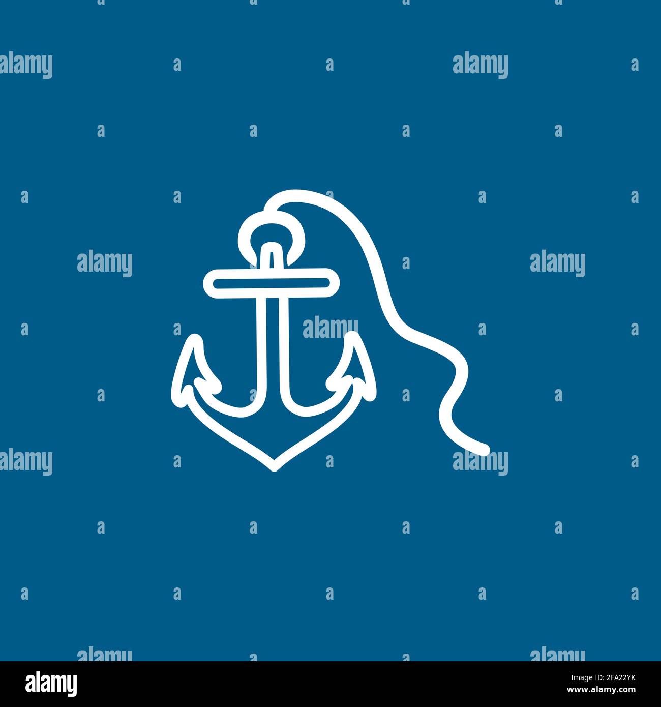 Anchor Line Icon On Blue Background. Blue Flat Style Vector ...